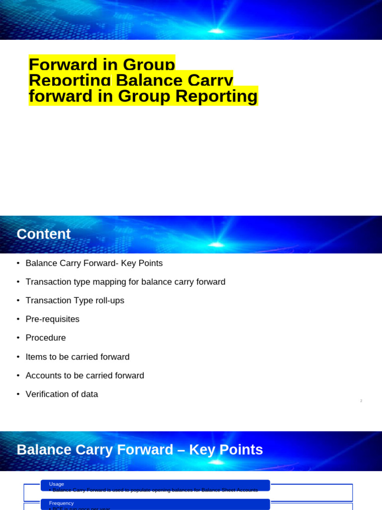 Balance Carry Forward - Group Reporting | PDF | Income Statement ...