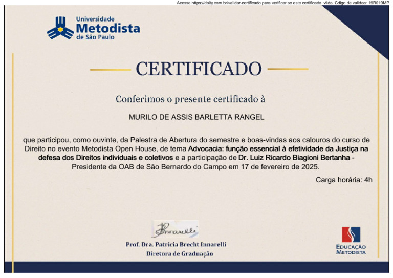 Certificado Participacao BK4oh | PDF