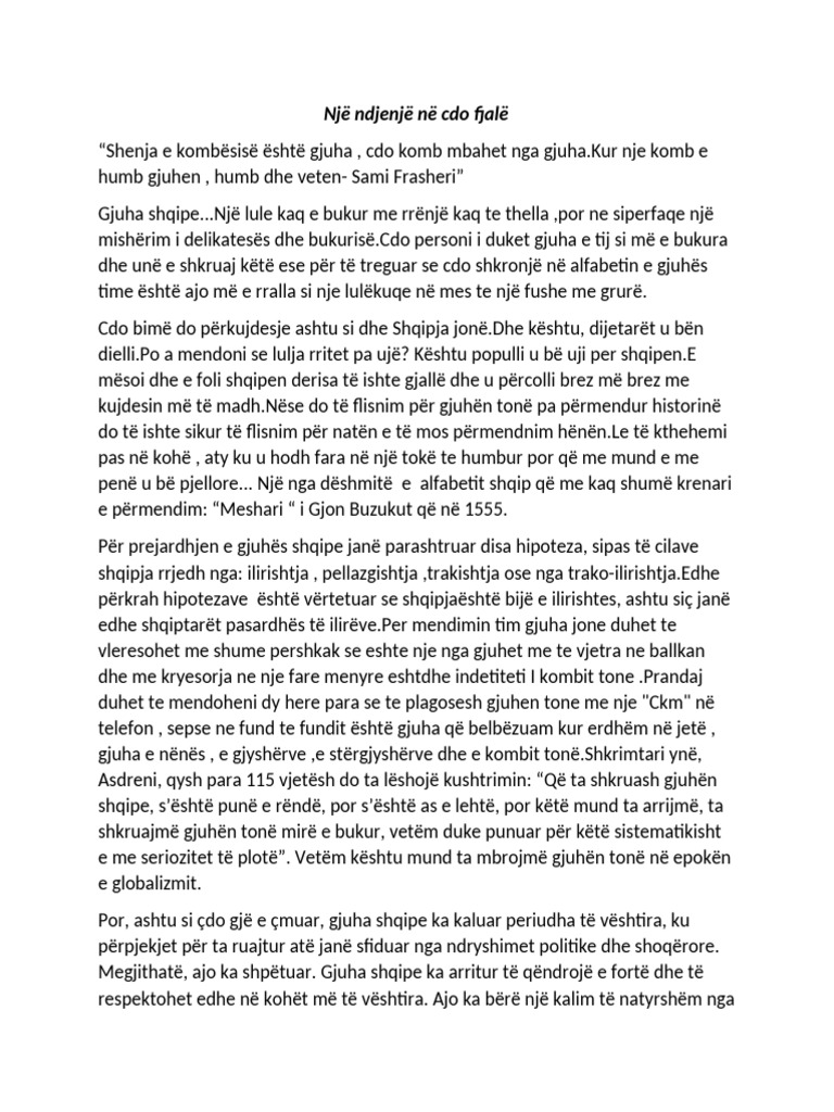 Një Ndjenjë Në Cdo Fjalë | PDF