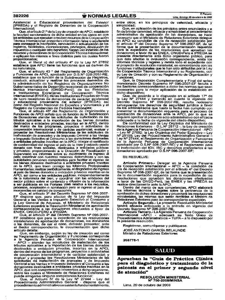 Rm-750-2008-Minsa | PDF