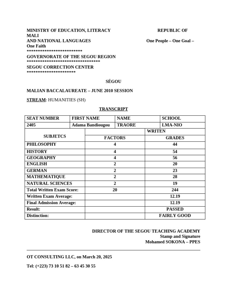 Relevé Du Bac | PDF