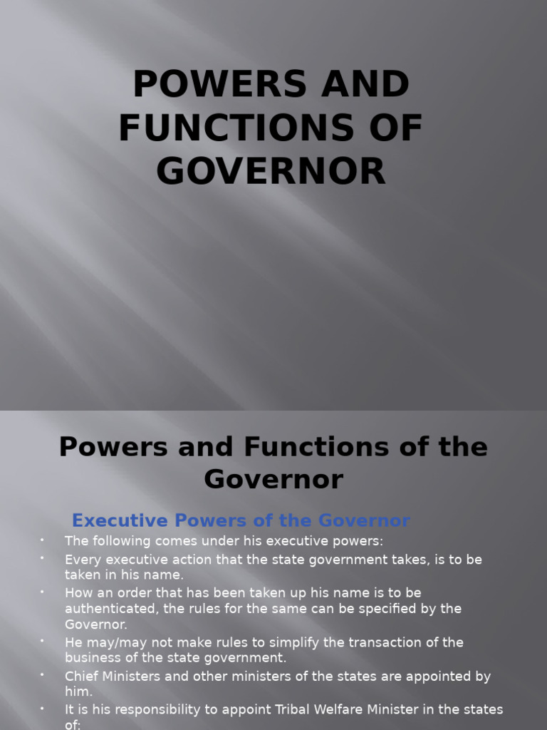 Governor - Powers and Functions | PDF | Pardon | Government