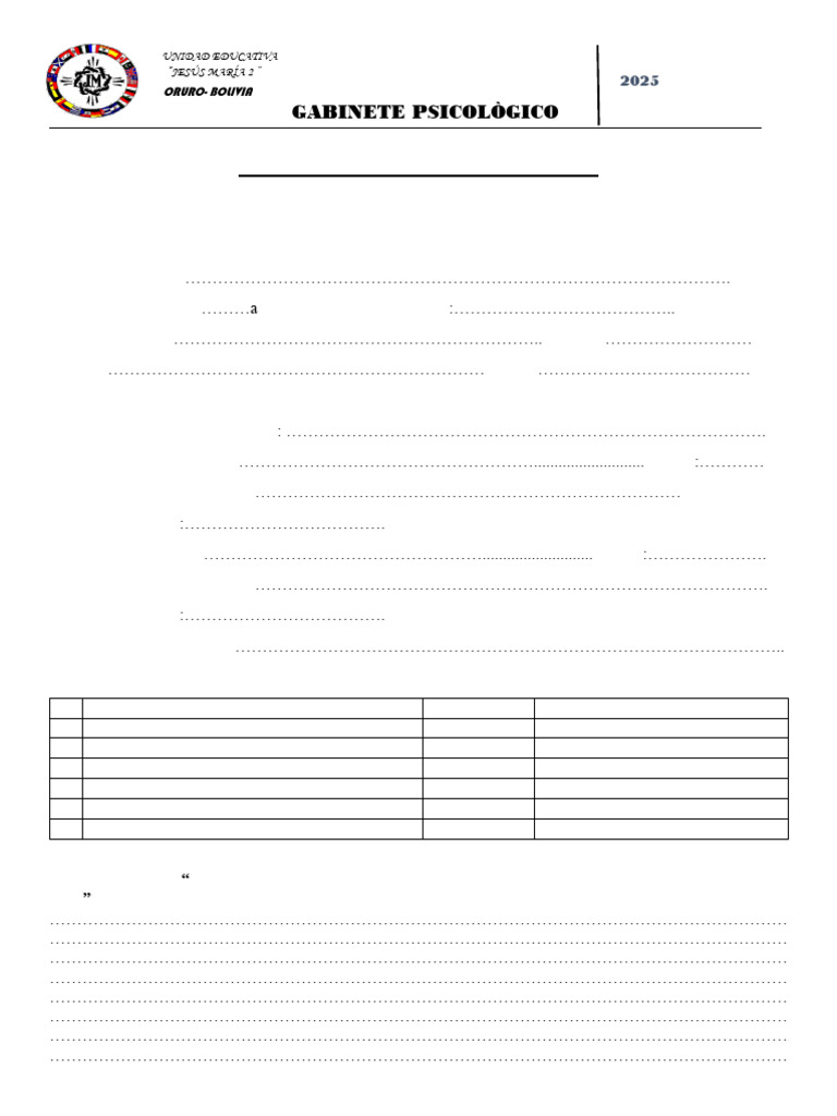 Ficha de Diagnostico Bio-Psico-Social. 2025 | PDF