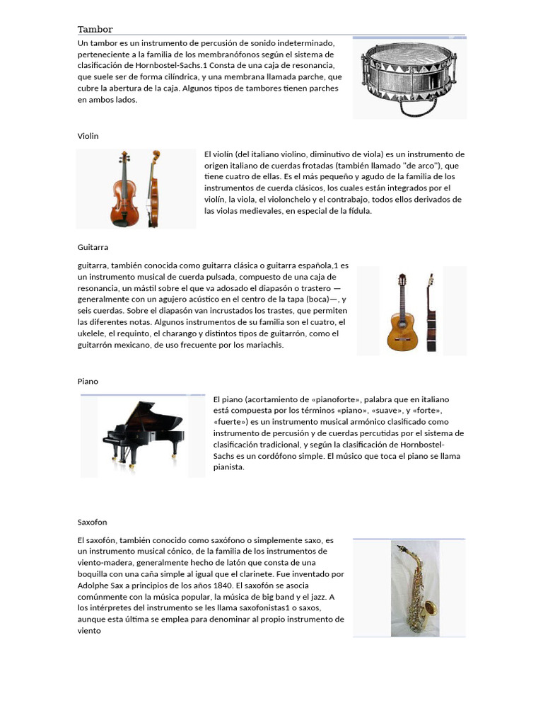 Instrumentos de Percusión y Cuerda | PDF | Guitarras | Instrumentos de ...