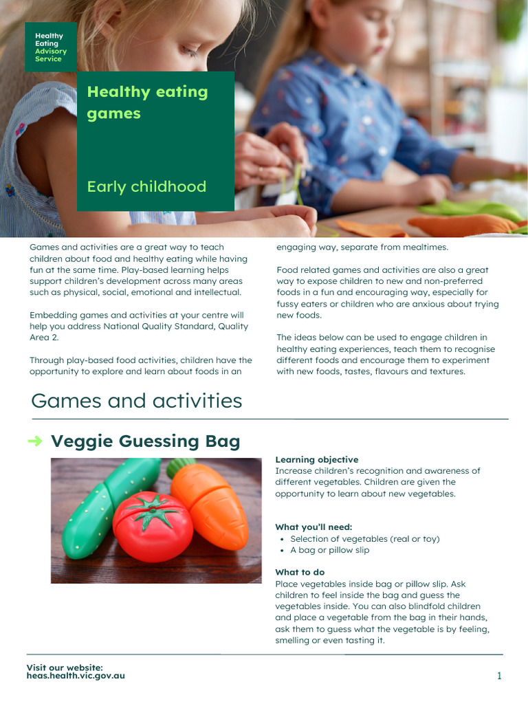 Fun Healthy Eating Games for Kids | PDF | Foods | Vegetables