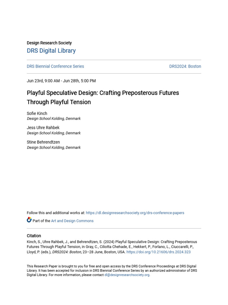 Playful Speculative Design - Crafting Preposterous Futures Through ...