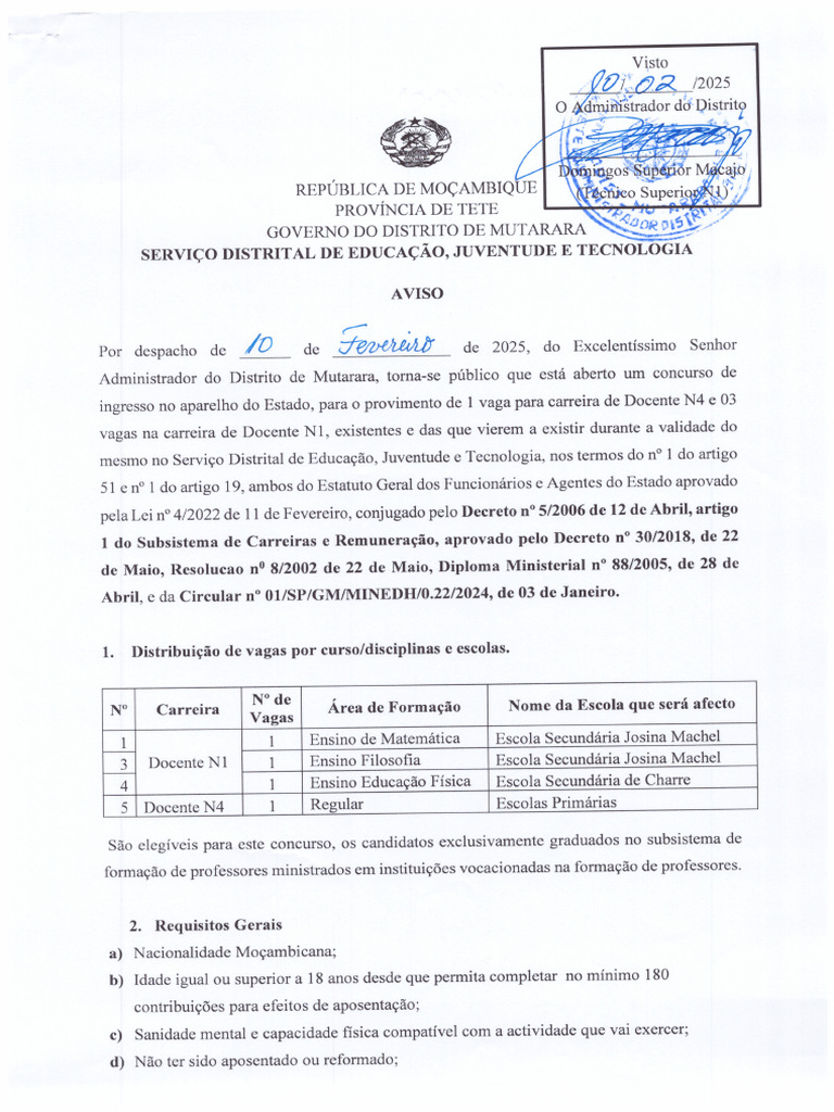 Cocurso de Ingresso-Mutarara 2025 | PDF