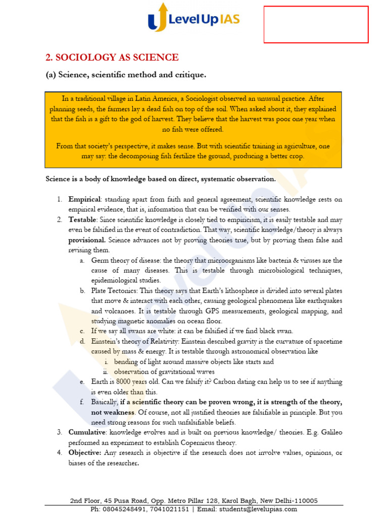 Sociology Foundation 1.0 - Unit 2 Sociology As Science - Handout 04 ...