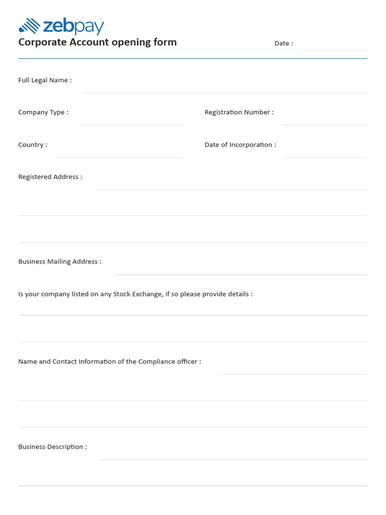 Corporate Account Opening Form | PDF