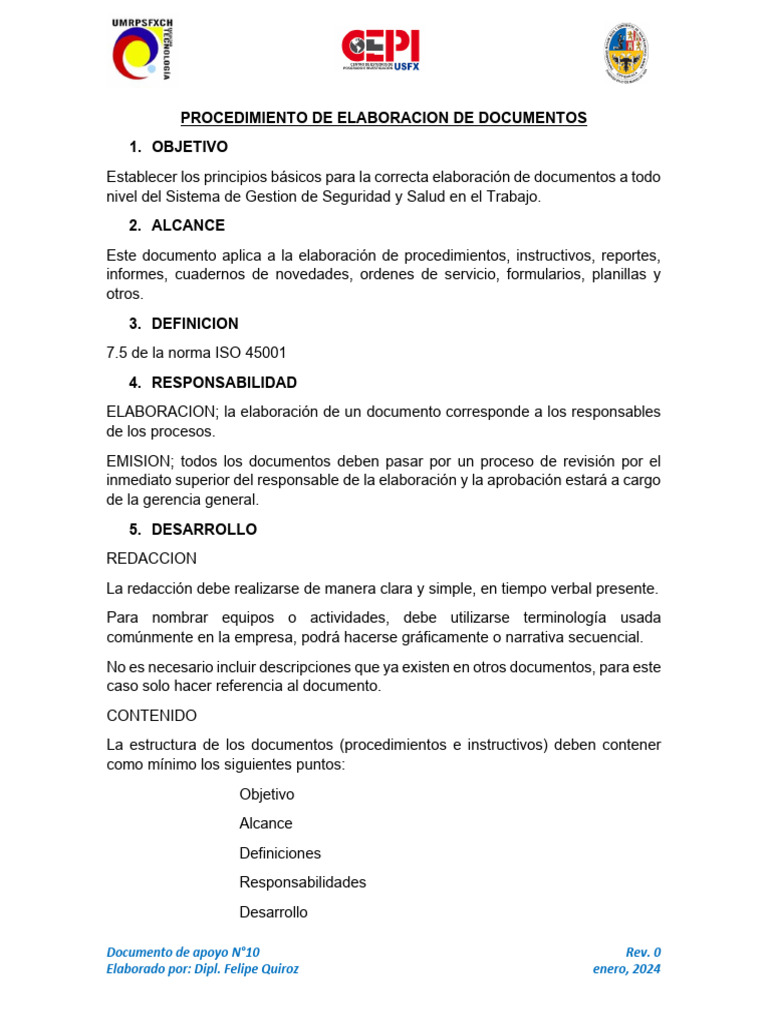 Procedimiento para Elaborar Documentos | PDF | Informática