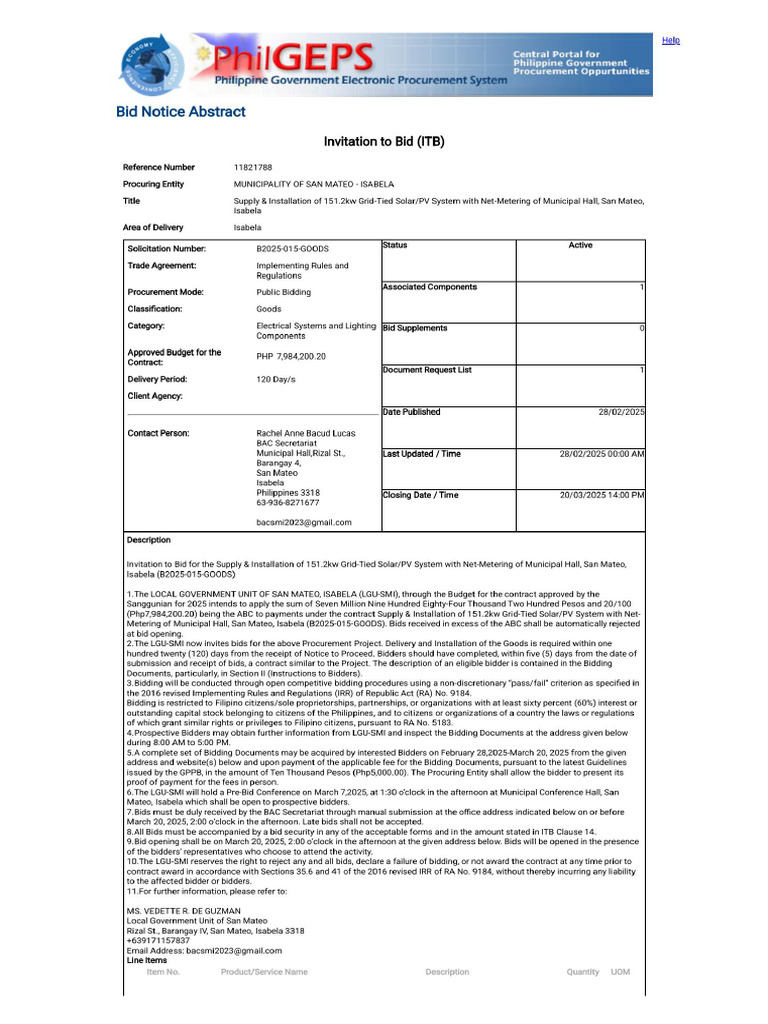 Printable Bid Notice Abstract | PDF