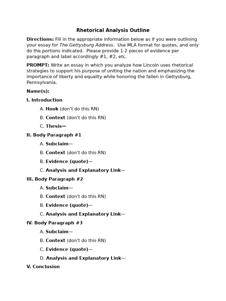 Rhetorical Analysis of The Gettysburg Address | PDF