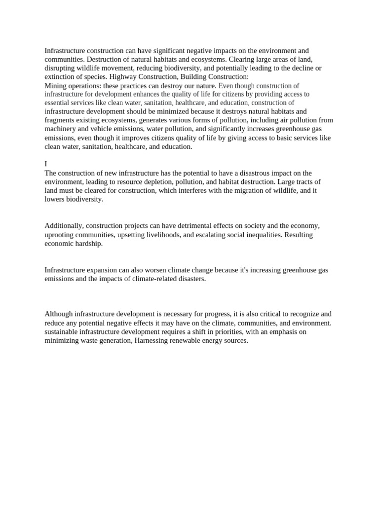 Environmental Impact of Infrastructure Development | PDF