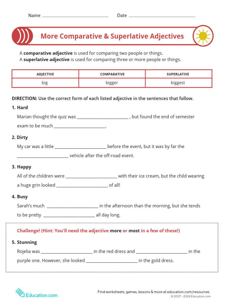 More Comparatives Superlatives Adjectives | PDF