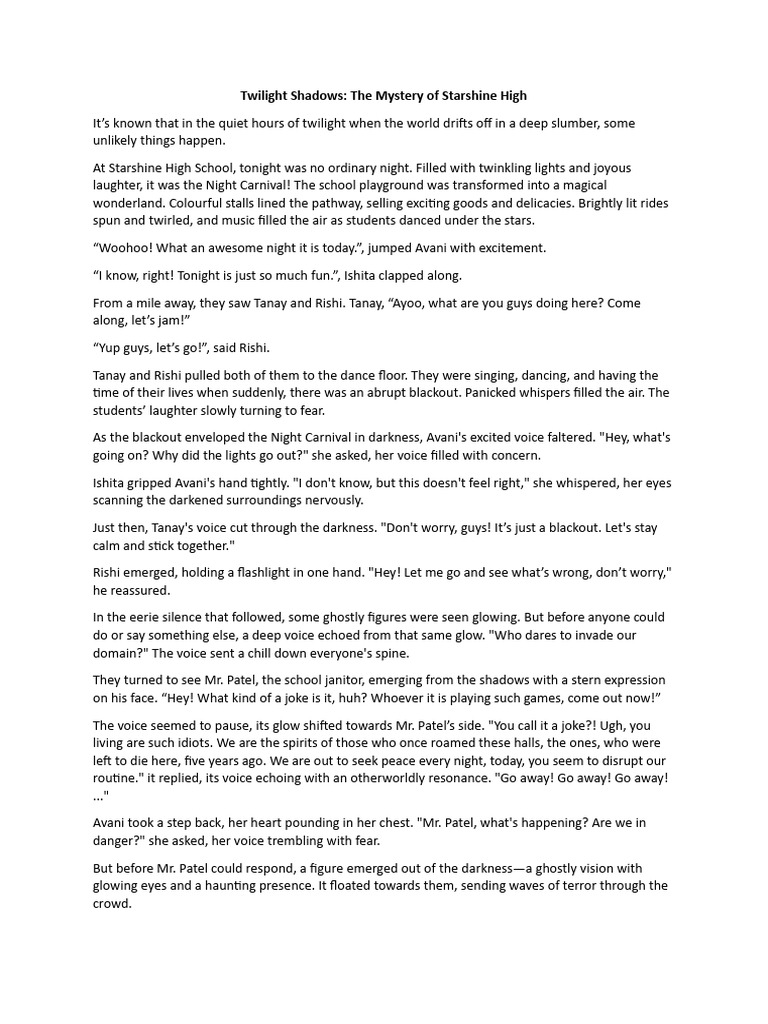 Twilight Shadows The Mystery of Starshine High | PDF