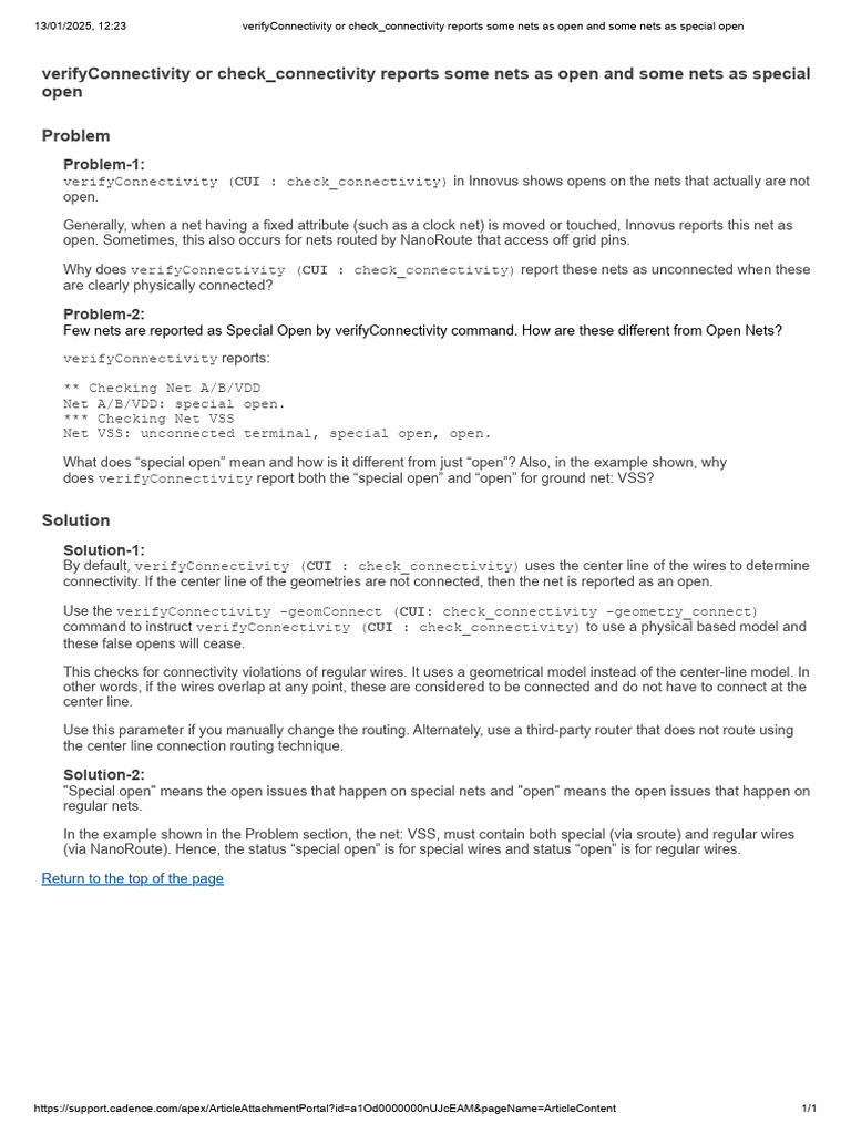 Verifyconnectivity or Check - Connectivity Reports Some Nets As Open ...