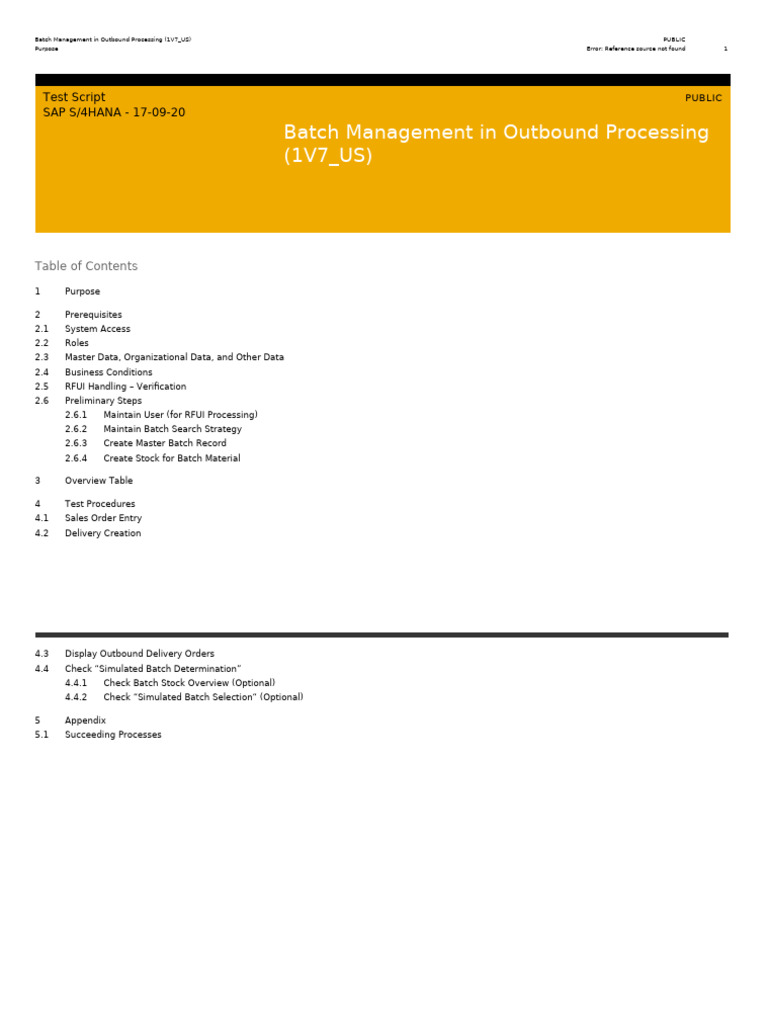 1V7 S4hana2020 BPD en Us | PDF | Warehouse