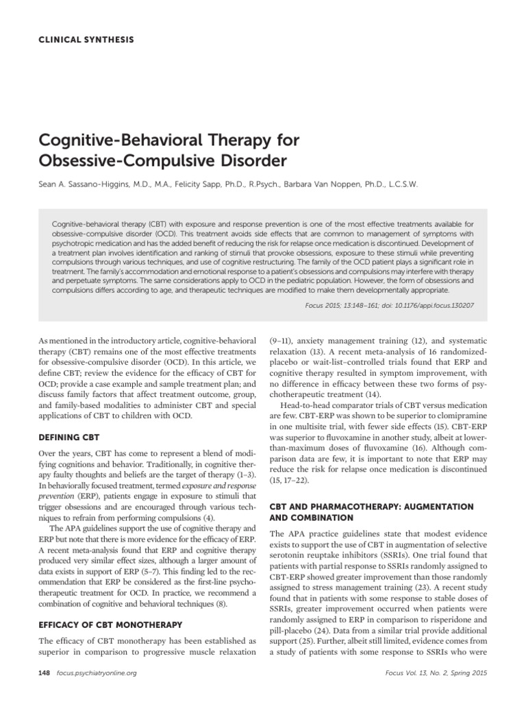 Cognitive-Behavioral Therapy For Obsessive-Compulsive Disorder | PDF ...