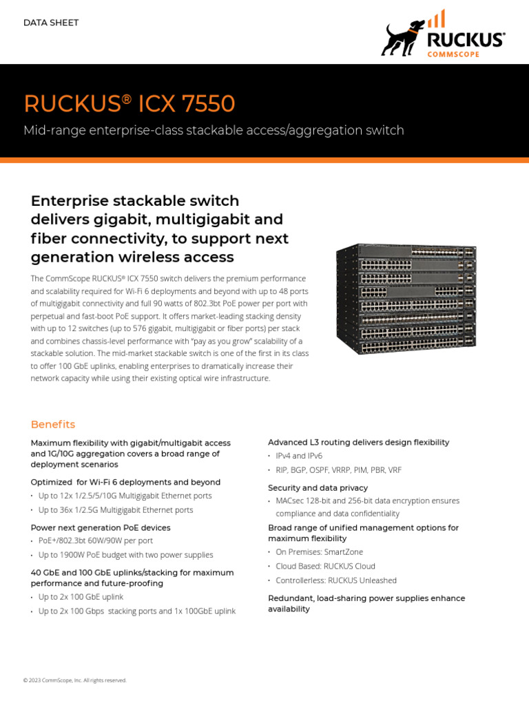 Ruckus Icx 7550 Switch Data Sheet | PDF | Network Switch | I Pv6