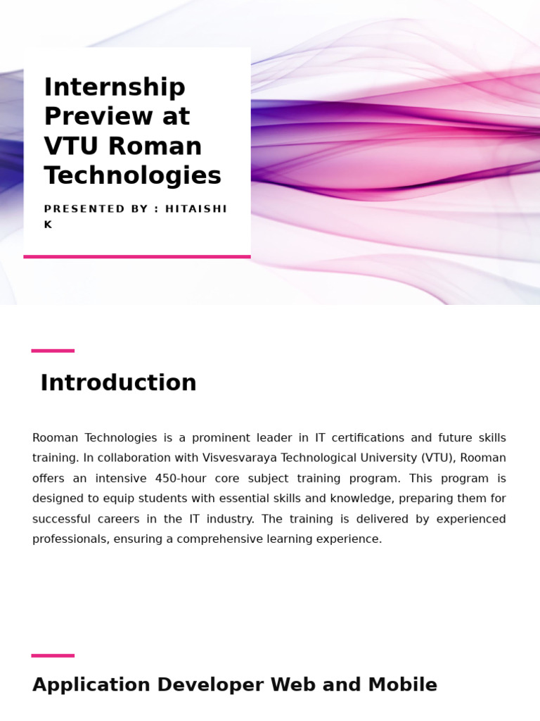 Internship Preview at VTU Roman Technologies | PDF | World Wide Web ...