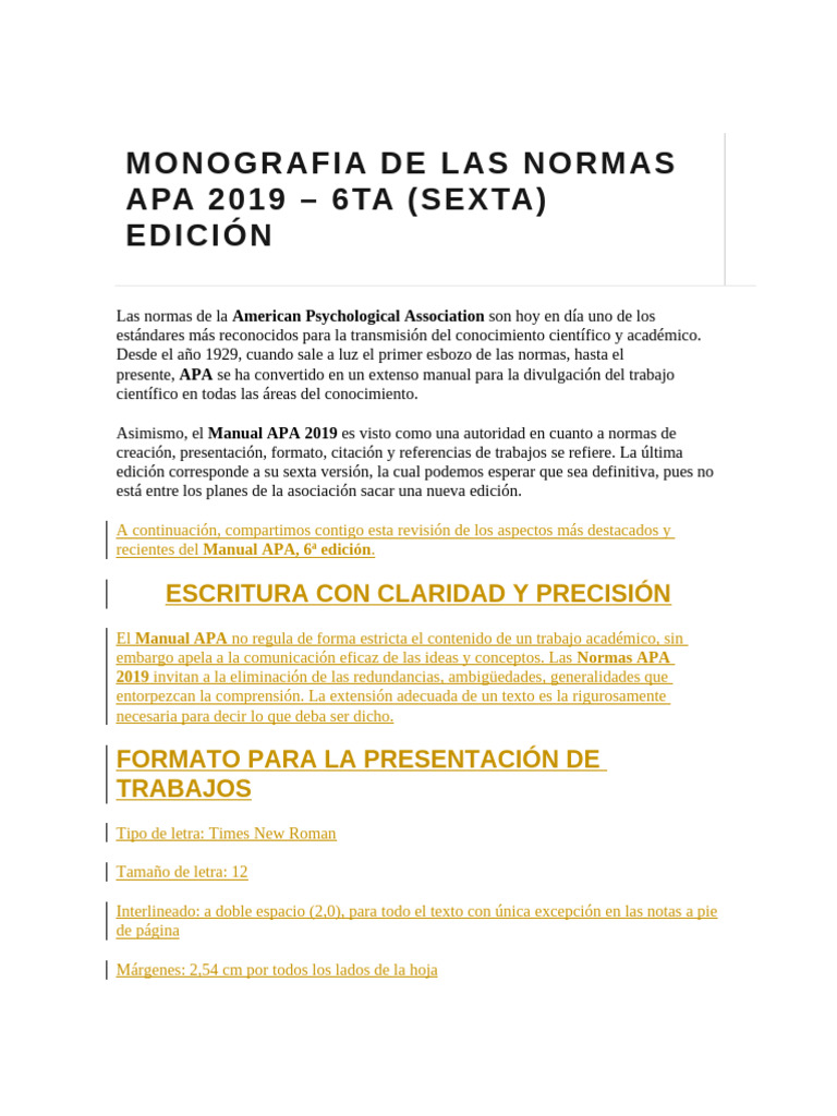 MONOGRAFIA DE LAS NORMAS APA 2019 | PDF | Caso de carta | Estilo apa