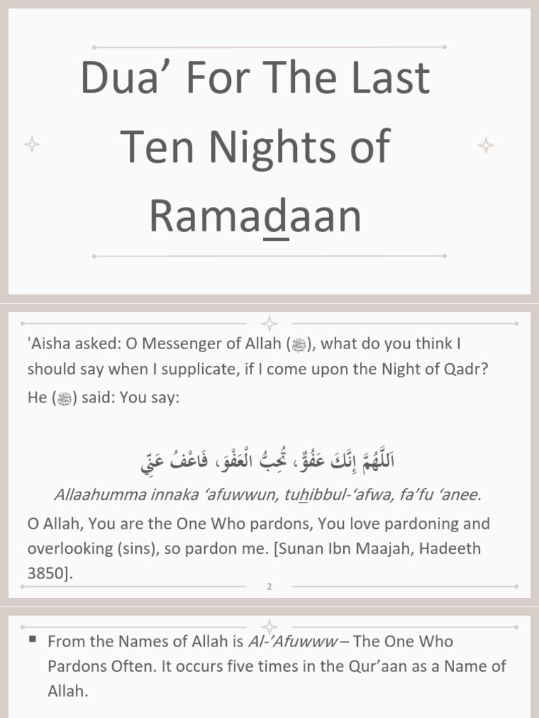 Dua for Ramadan's Last Ten Nights | PDF | God In Islam | Islamic Belief ...