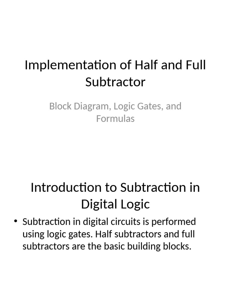 Half and Full Subtractor Overview | PDF