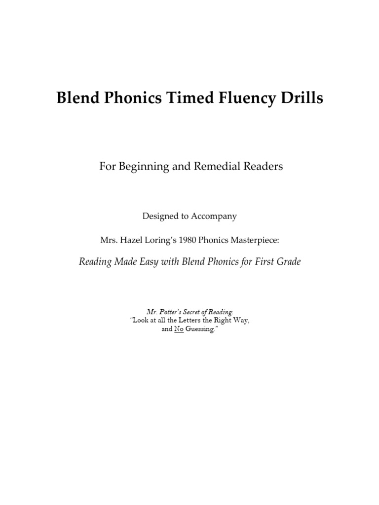 Blend Phonics Fluency Drill | PDF