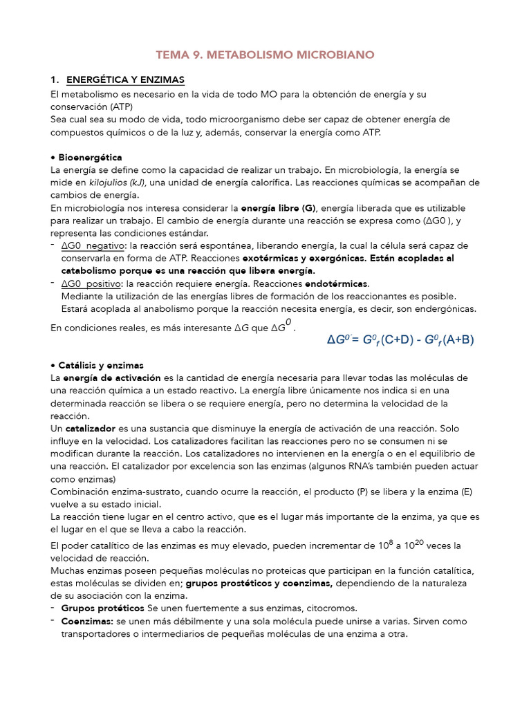 Tema 9 | PDF | Trifosfato de adenosina | Enzima