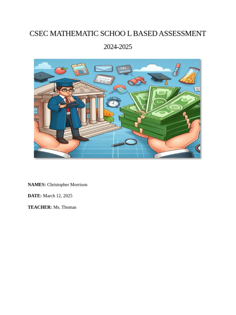 CSEC_MATHEMATIC_SCHOOL_BASED_ASSESMENT_2024-2025 | PDF | Loans | Student Loan
