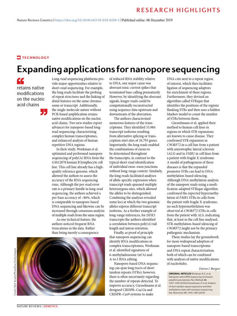 Expanding Applications For Nanopore Sequencing | PDF | Dna Sequencing ...