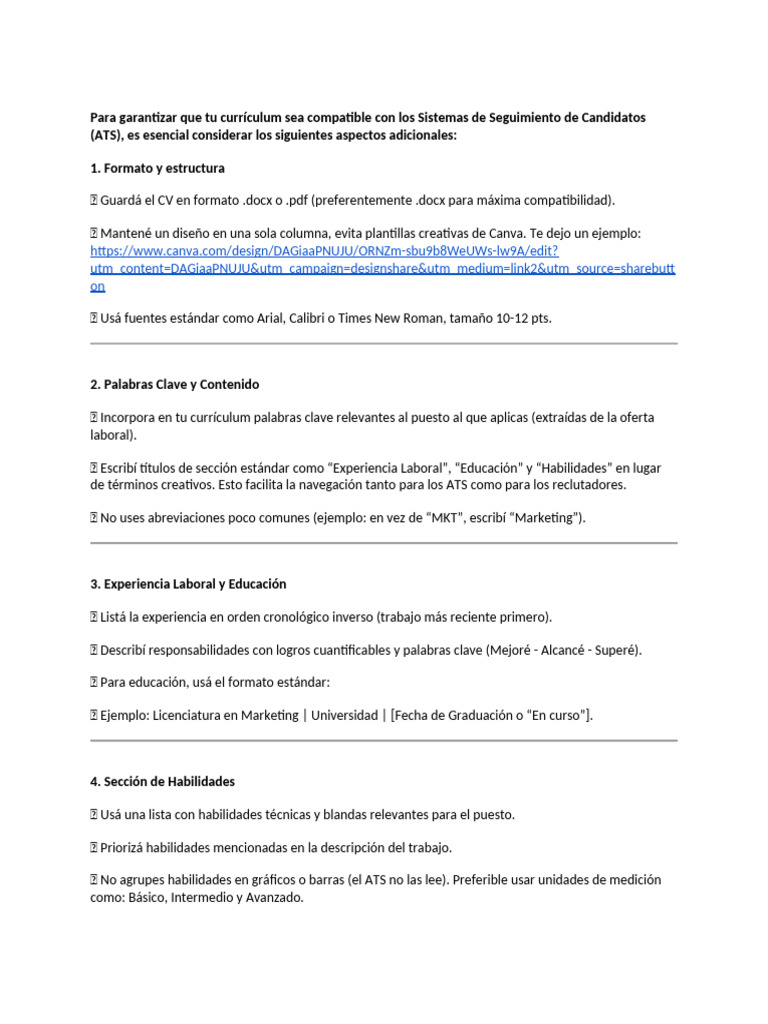 CV Apto ATS - La Guía Definitiva de Optimización | PDF