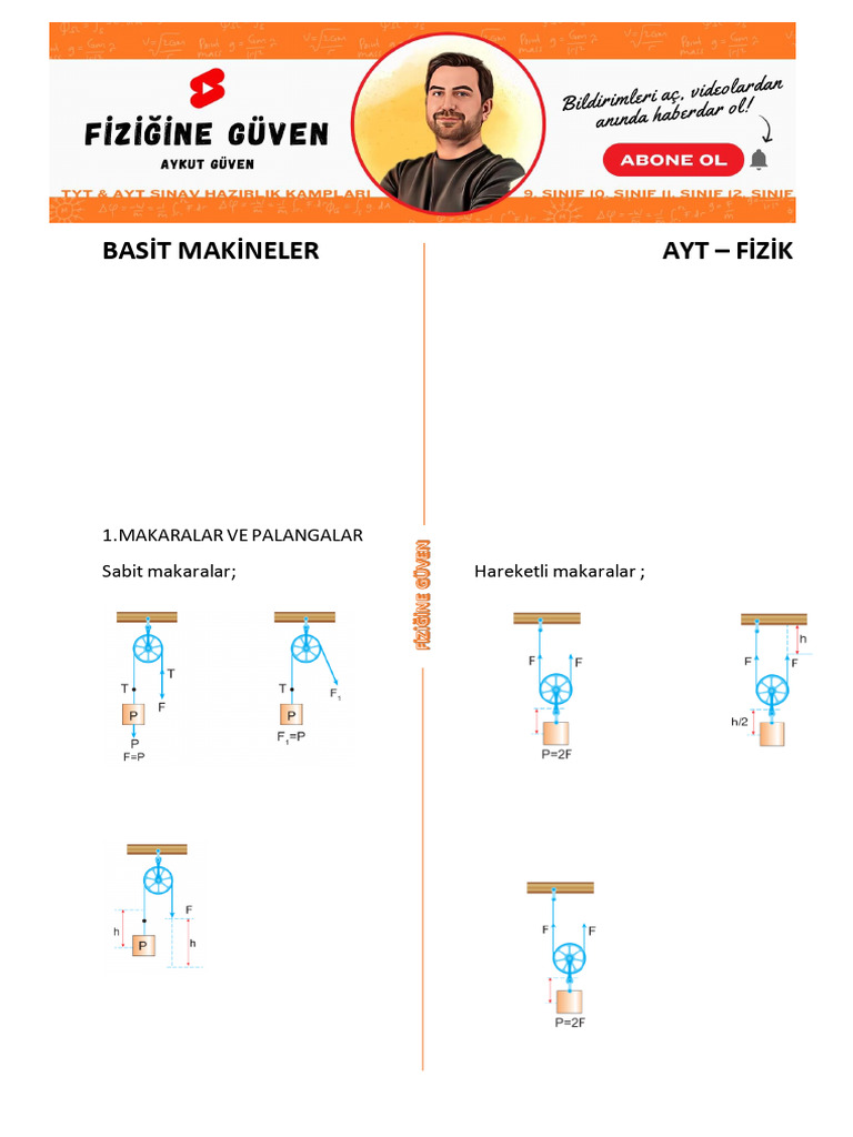 fizik ayt föy 4 basit makineler | PDF
