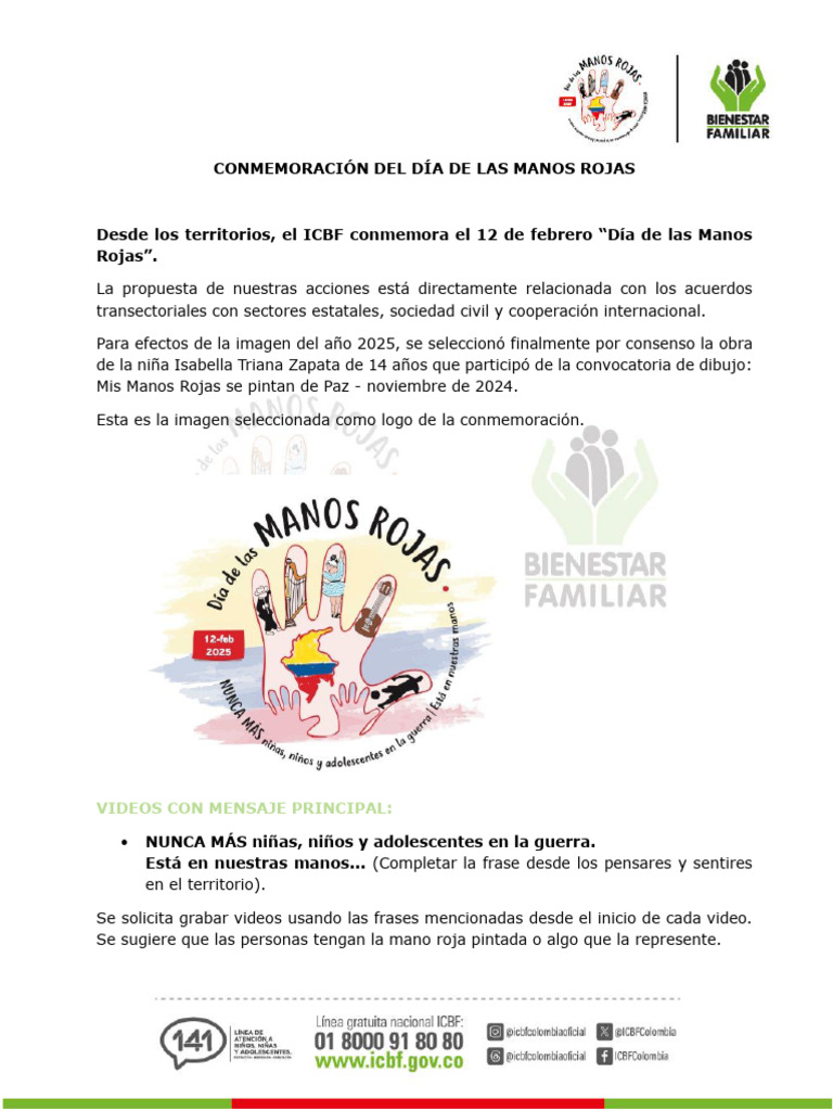 Orientaciones Día de Las Manos Rojas | PDF | Hashtag | Paz
