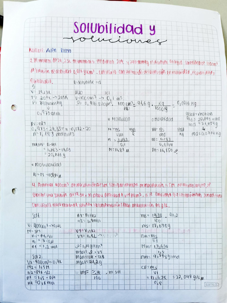 Solubilidad y Soluciones - Rosero Ailen | PDF