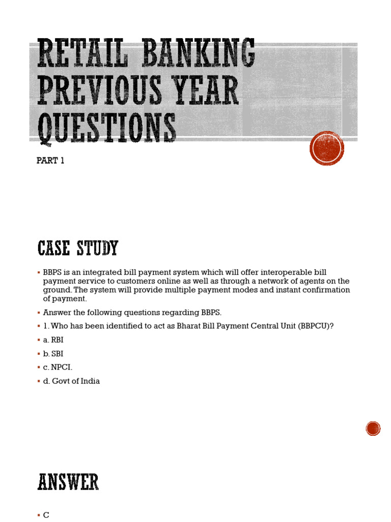 PREVIOUS YEAR Questions RETAIL BANKING | PDF | Financial Services | Money