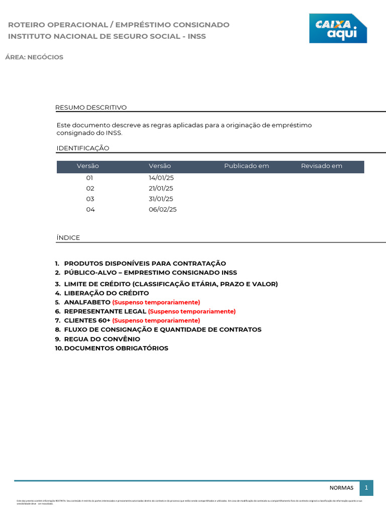 Roteiro Operacional - INSS - Empréstimo - Consignado - 06.02.25 CAIXA | PDF | Empréstimos ...