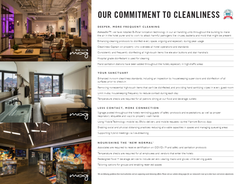 Commitment to Hotel Cleanliness Standards | PDF