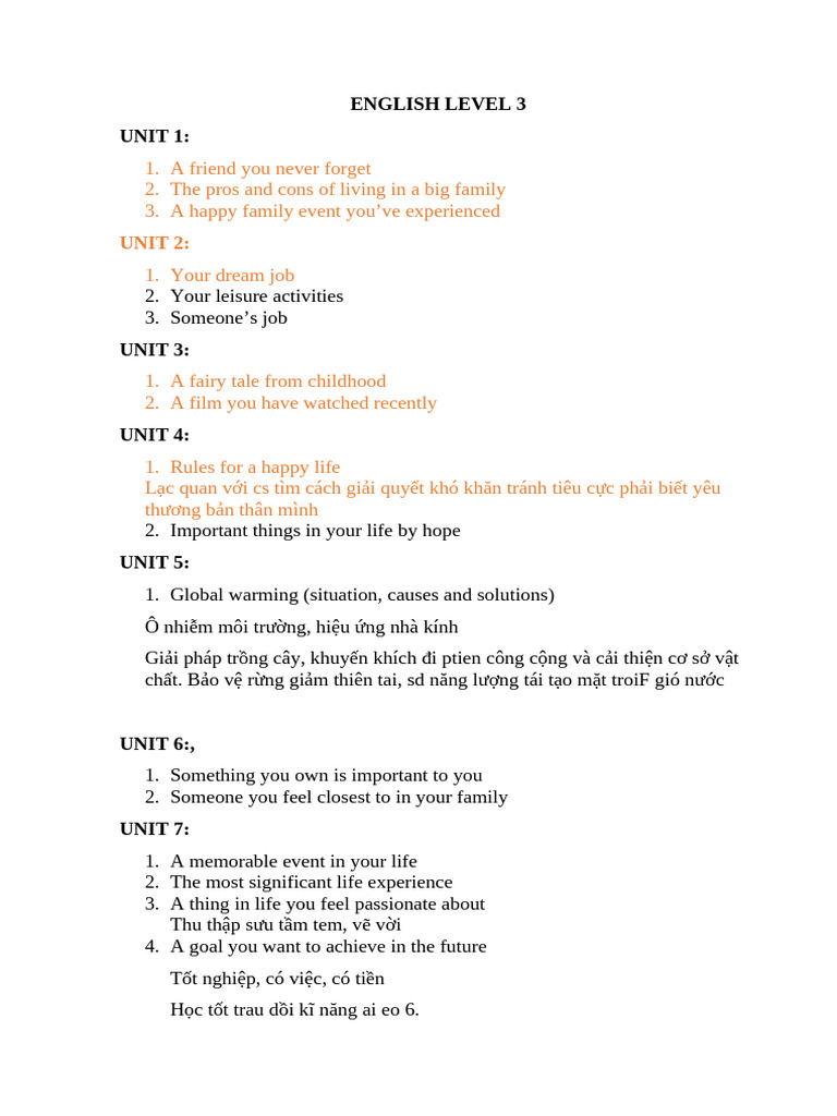 ENGLISH LEVEL 3 - Speaking Guide | PDF