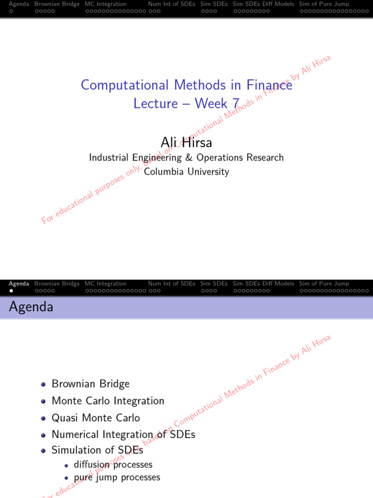 lecture7_IEOR4732 | PDF | Stochastic Differential Equation | Differential Equations