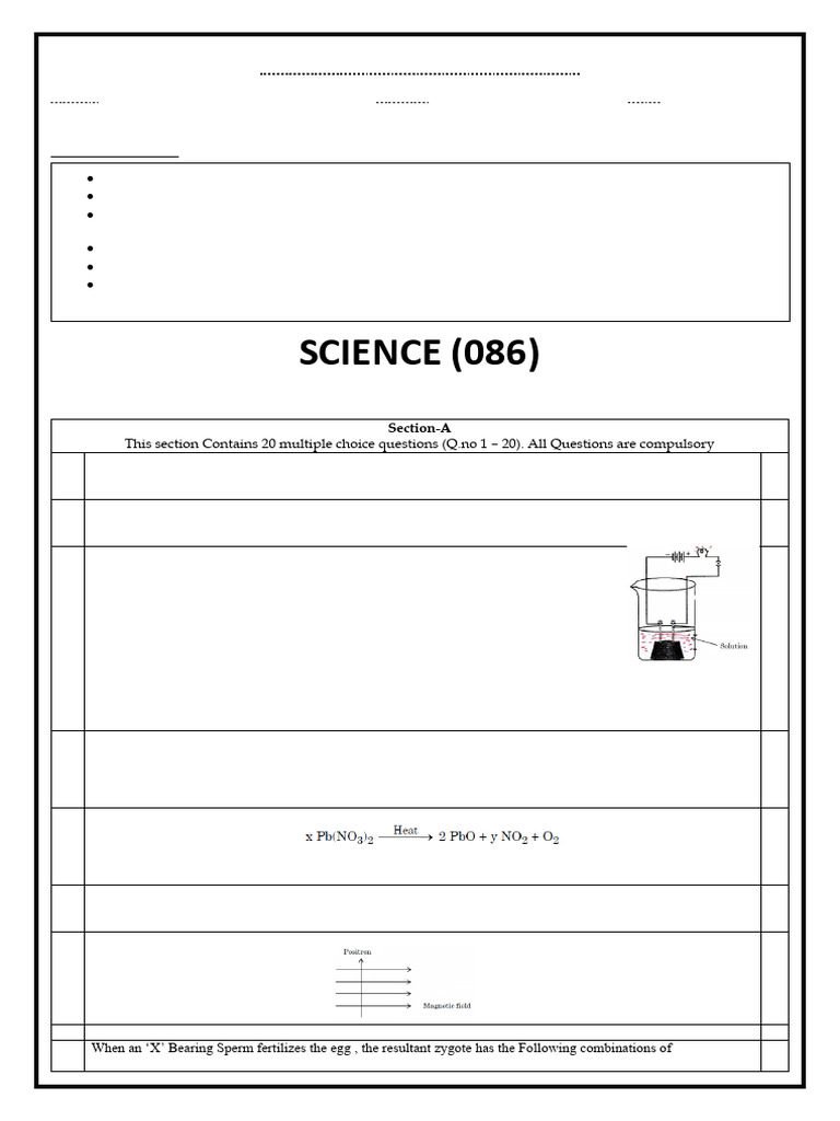Science Class 10 Sample Paper | PDF | Acid | Sets Of Chemical Elements