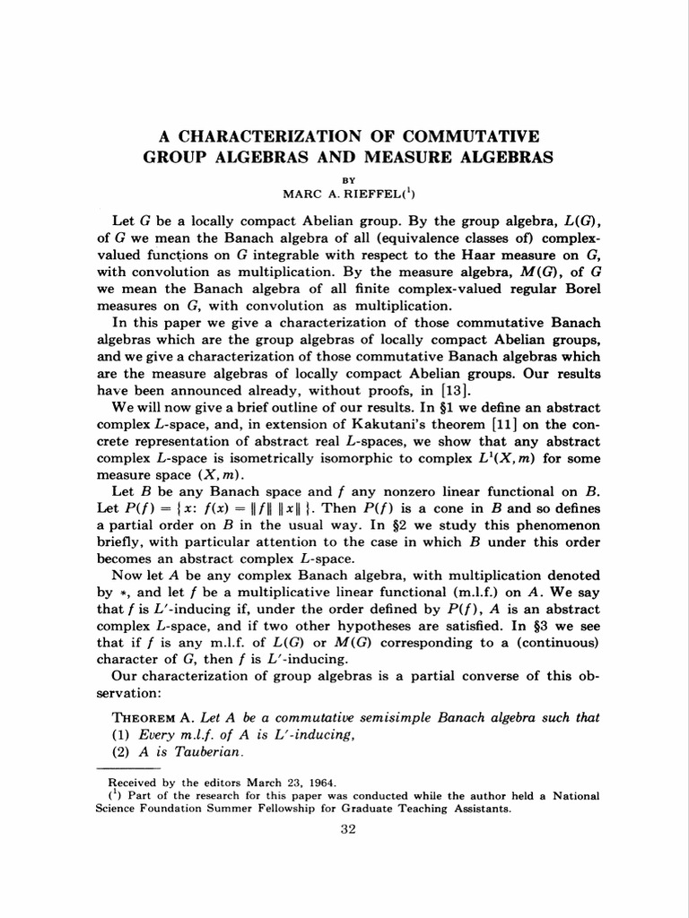 A Characterization of Commutative Group Algebras and Measure Algebras ...