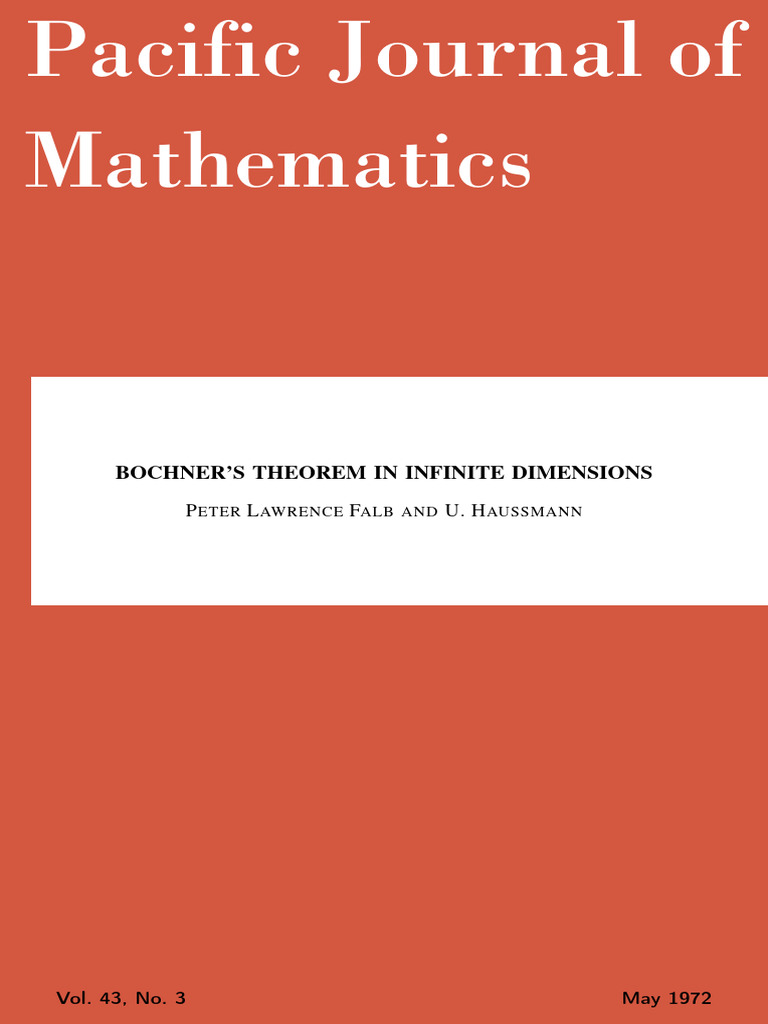 Bochner's Theorem in Infinite Dimensions | PDF | Measure (Mathematics ...