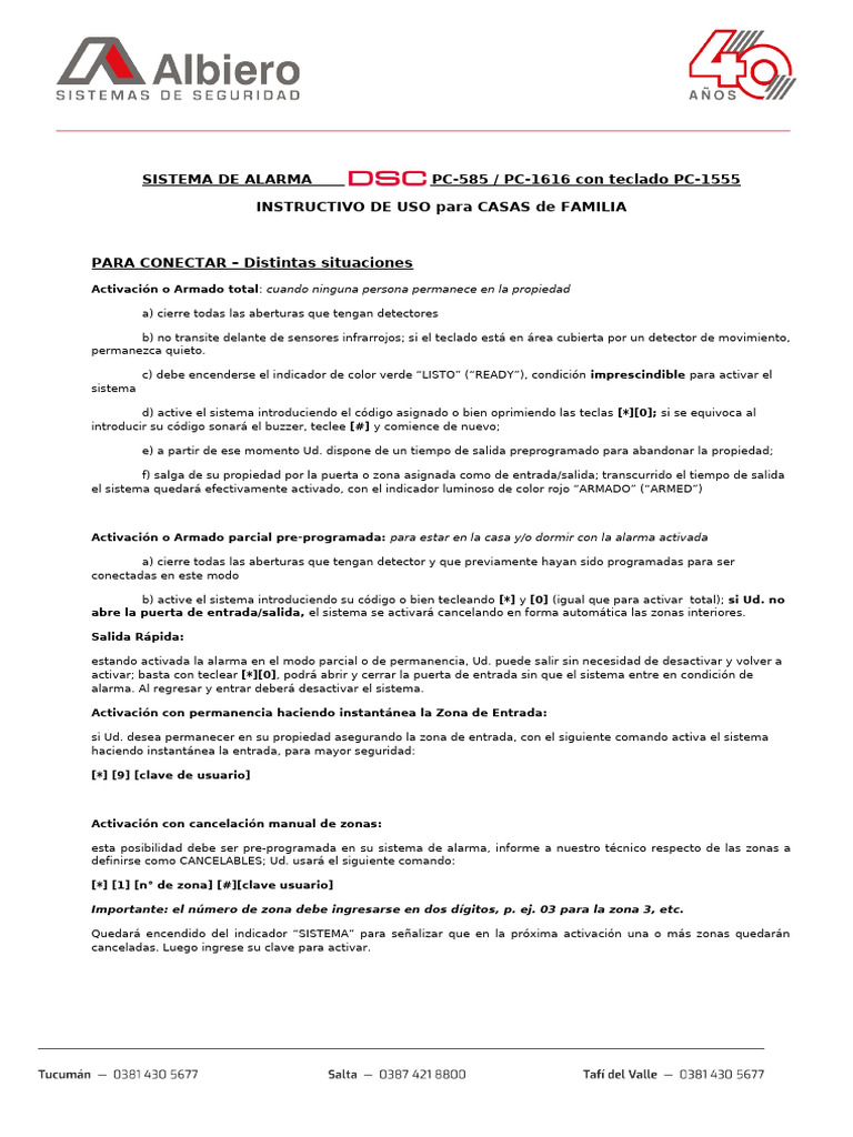 DSC PC585 y PC1616 Casas Teclado PC 1555 | PDF | Alarma de seguridad