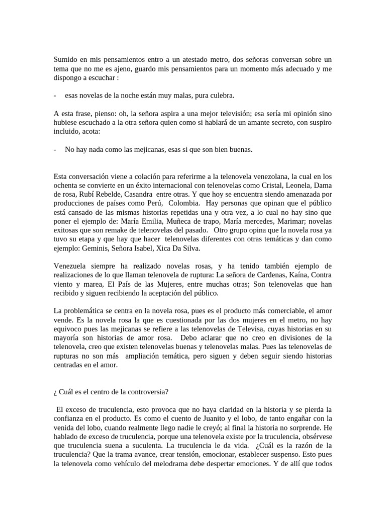 Telenovela Ha Perdido Su Esencia II | PDF | Amor