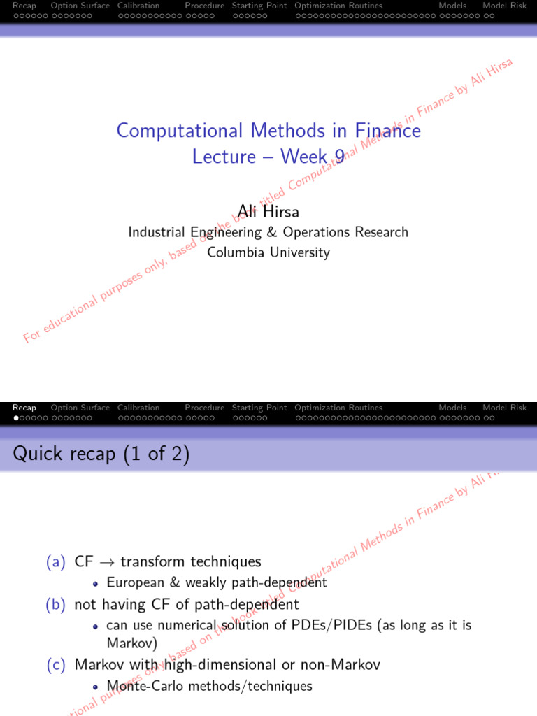 Lecture9 IEOR4732 | PDF | Moneyness | Market (Economics)