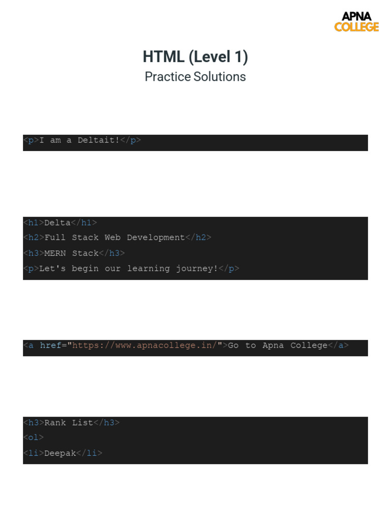 HTML Level1 (Ans) | PDF