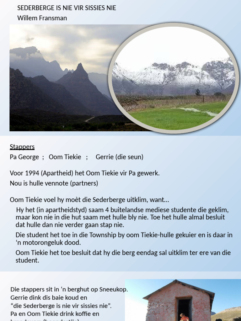 Sederberge Is Nie Vir Sissies Nie Antwoorde | PDF