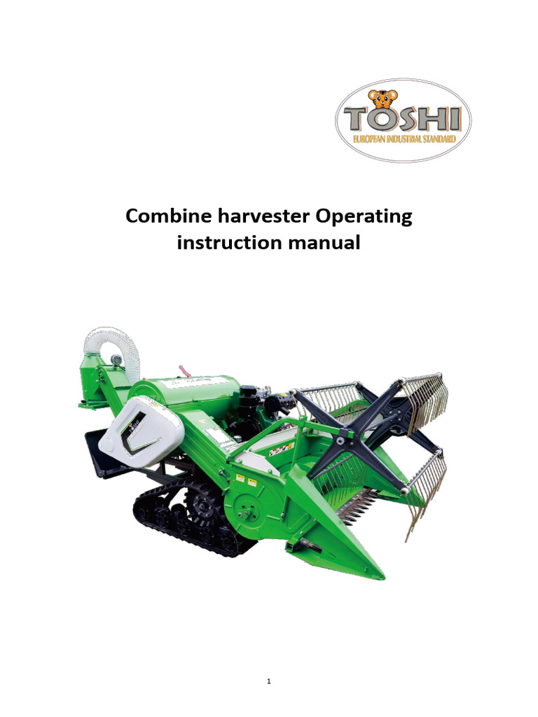 Combine Harvester Operation Manual | PDF | Manufactured Goods ...