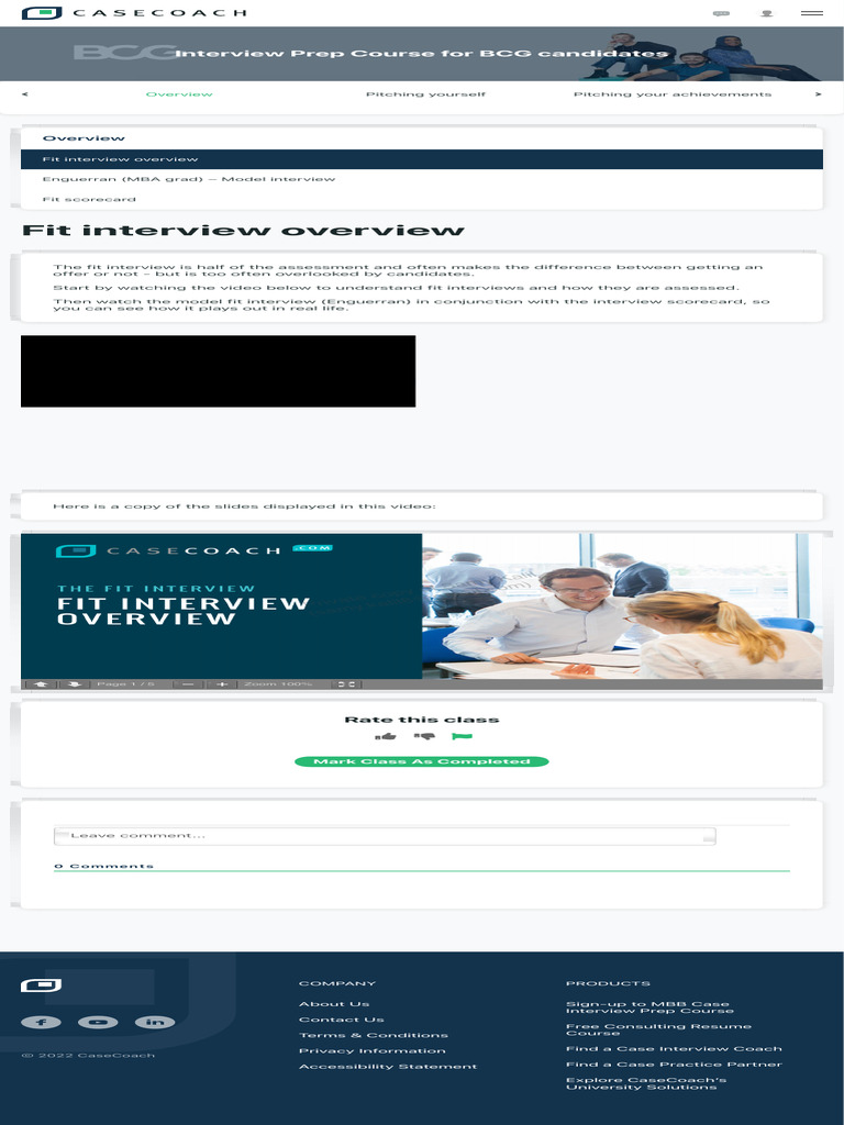 Fit Interview Overview CaseCoach | PDF